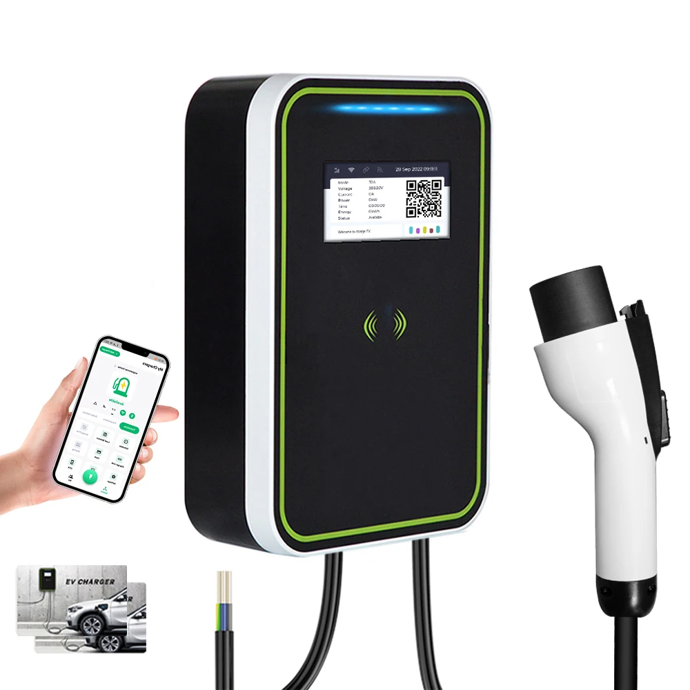 Home Evse Wallbox 32A EV Charging Station 7KW 11KW 22KW 16A 1 phase 3 phase Type 2 AC EV Charger ...
