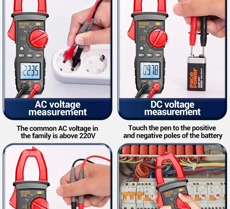 ANENG ST181 Digital Clamp Meter - 4000 Counts Multimeter