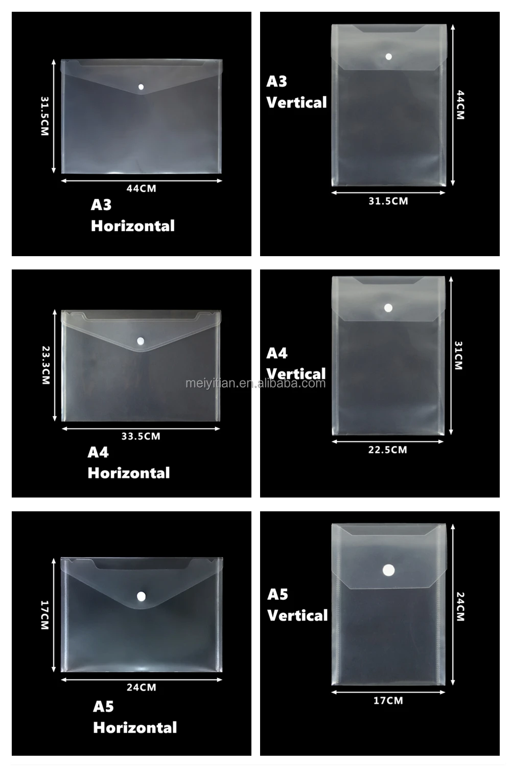 A3 A4 A5 Clear Plastic Wallets Folders Document Magic Tape Sticker ...