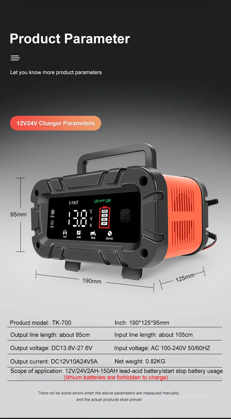 Factory Custom 12v 10a 24v 5a Car Motorcycle Battery Charger Automatic ...