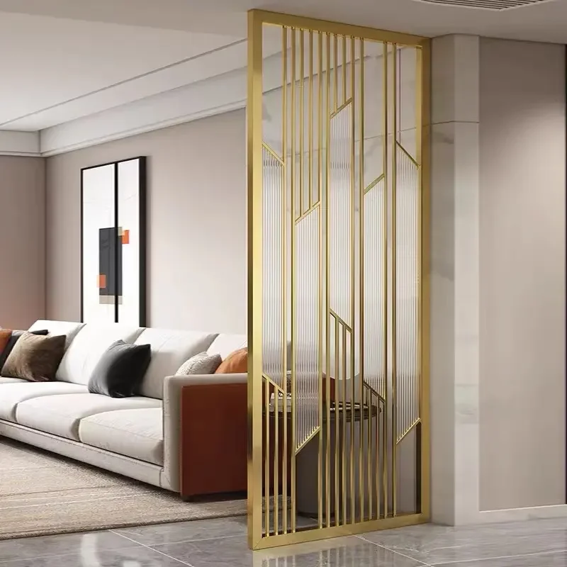 SS golden walls sliding living 100cm aluminium panel hall partition ...