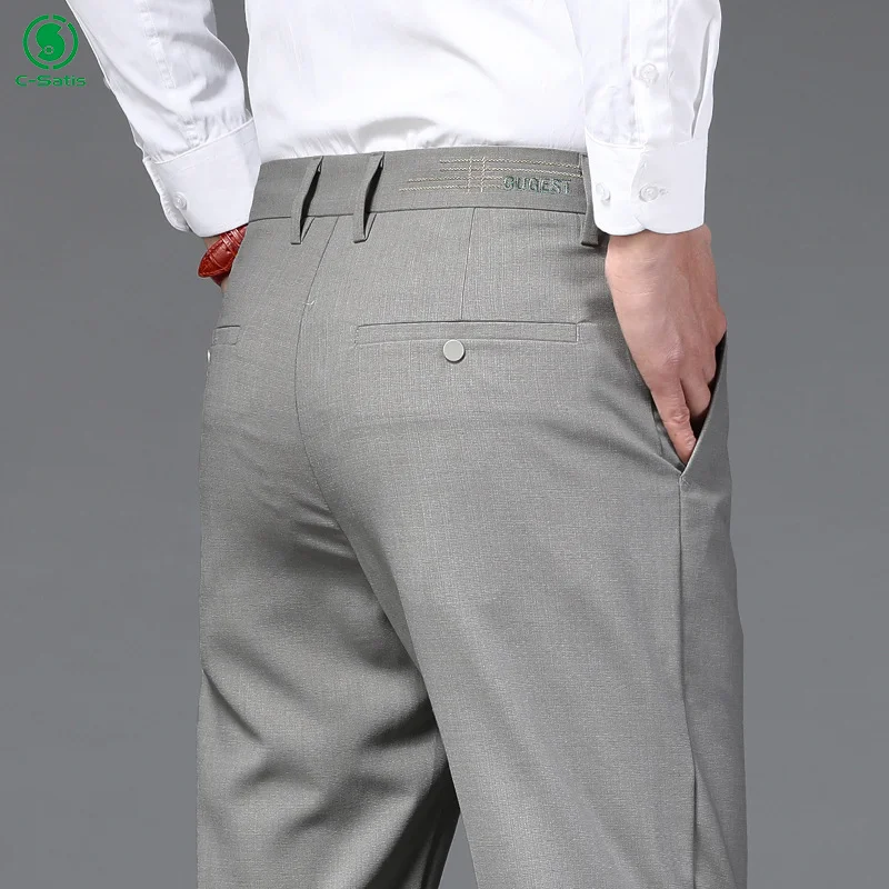 High Quality Men Business Suit Pants Formal Office Gentleman Suit Long ...