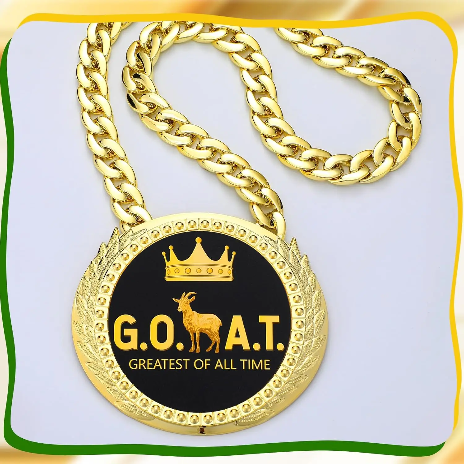 Custom Gold Champ Goat Medal Necklace | Turnover Chain for Football MVP ...
