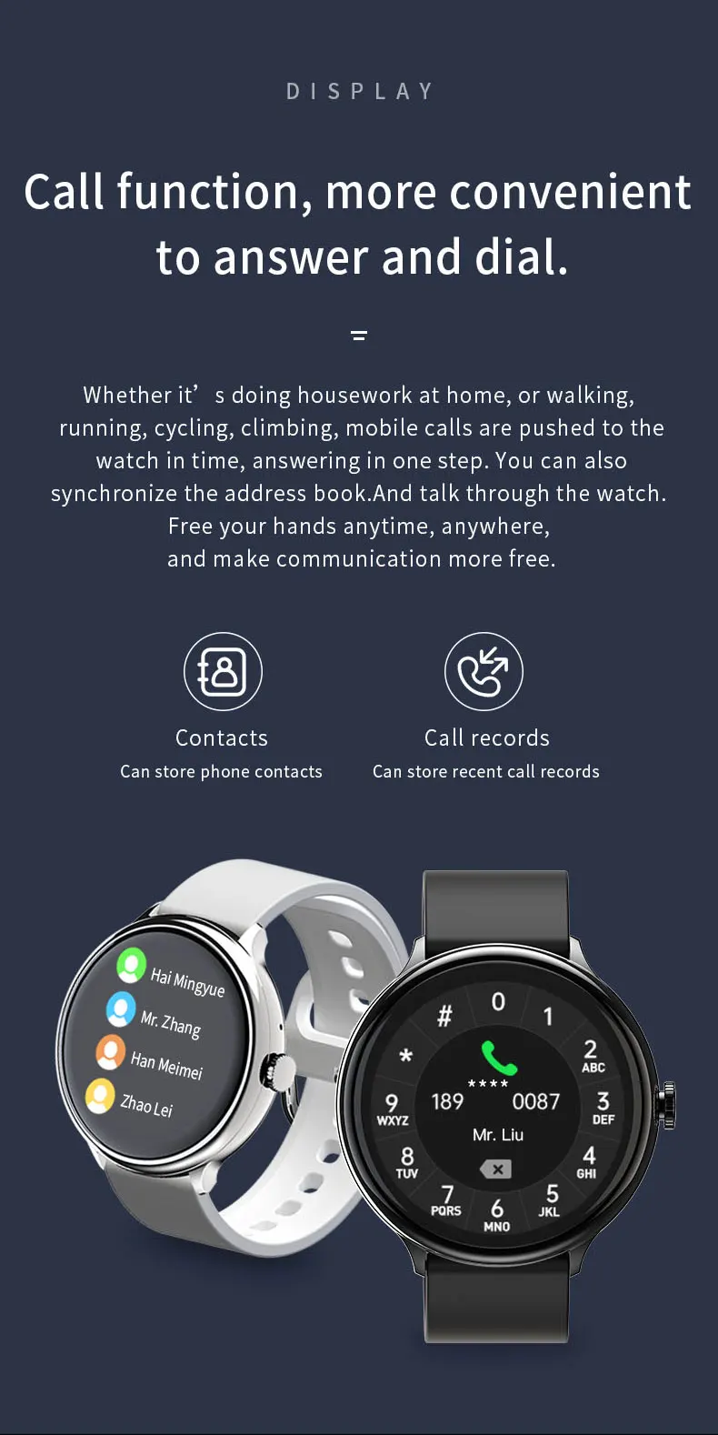 K50 Round Smartwatch Rotate Button Wireless Call Phone Heart Rate ...