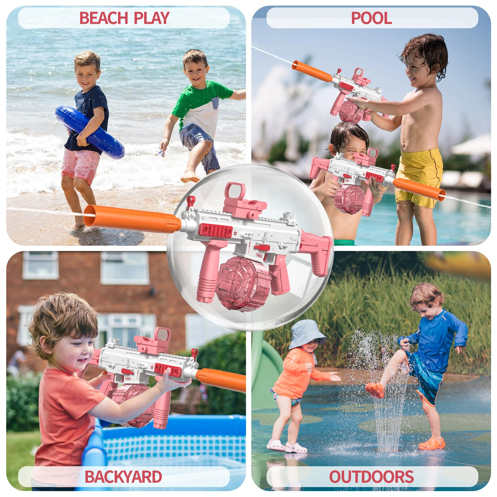 Plastic SCAR Electric Water Gun - Powerful Summer Fun