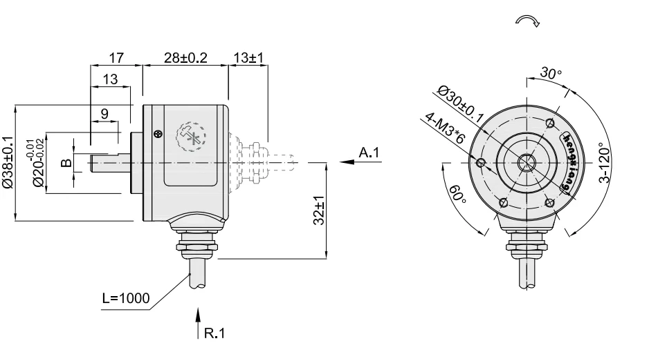 HENGXANG Printer Optical Encoder Sensor 360ppr 720ppr 1000ppr 1024ppr ...