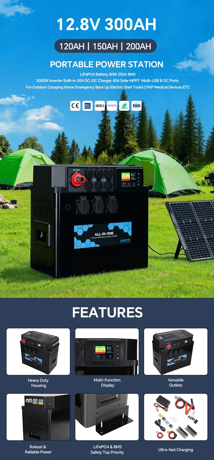 Licitti Emergency Solar Generator 3000w Portable Power Station with ...