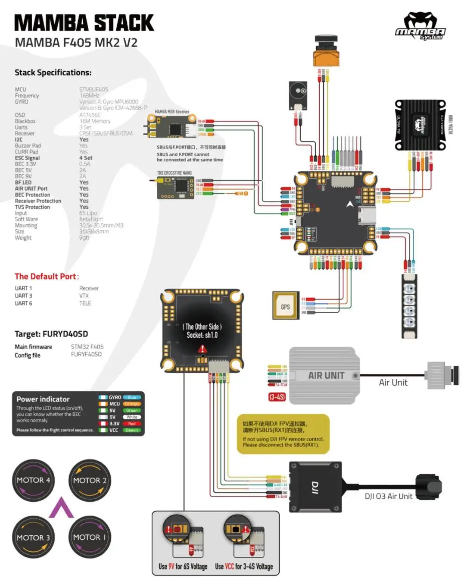 Diatone Mamba F405 Mk2 Betaflight Flight Controller With F40 40a/f50a ...
