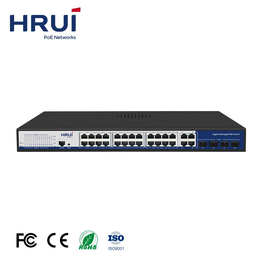 Hrui Brand 24 Ports Gigabit Poe Switch Bandwidth Up To 56gbps L2 ...