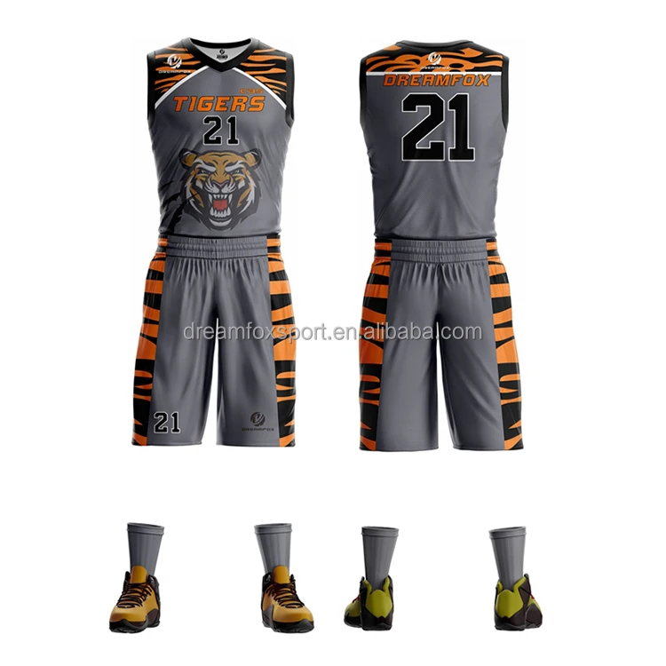 Full Sublimation Blue Basketball Uniforms Basketball Jersey Reversible ...