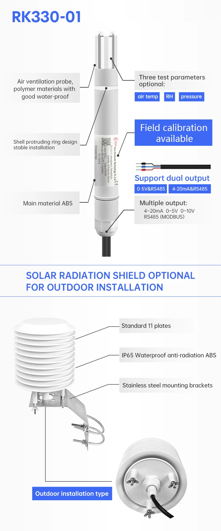 RIKA RK330-01 Temperature & Humidity Sensor - Reliable Monitoring