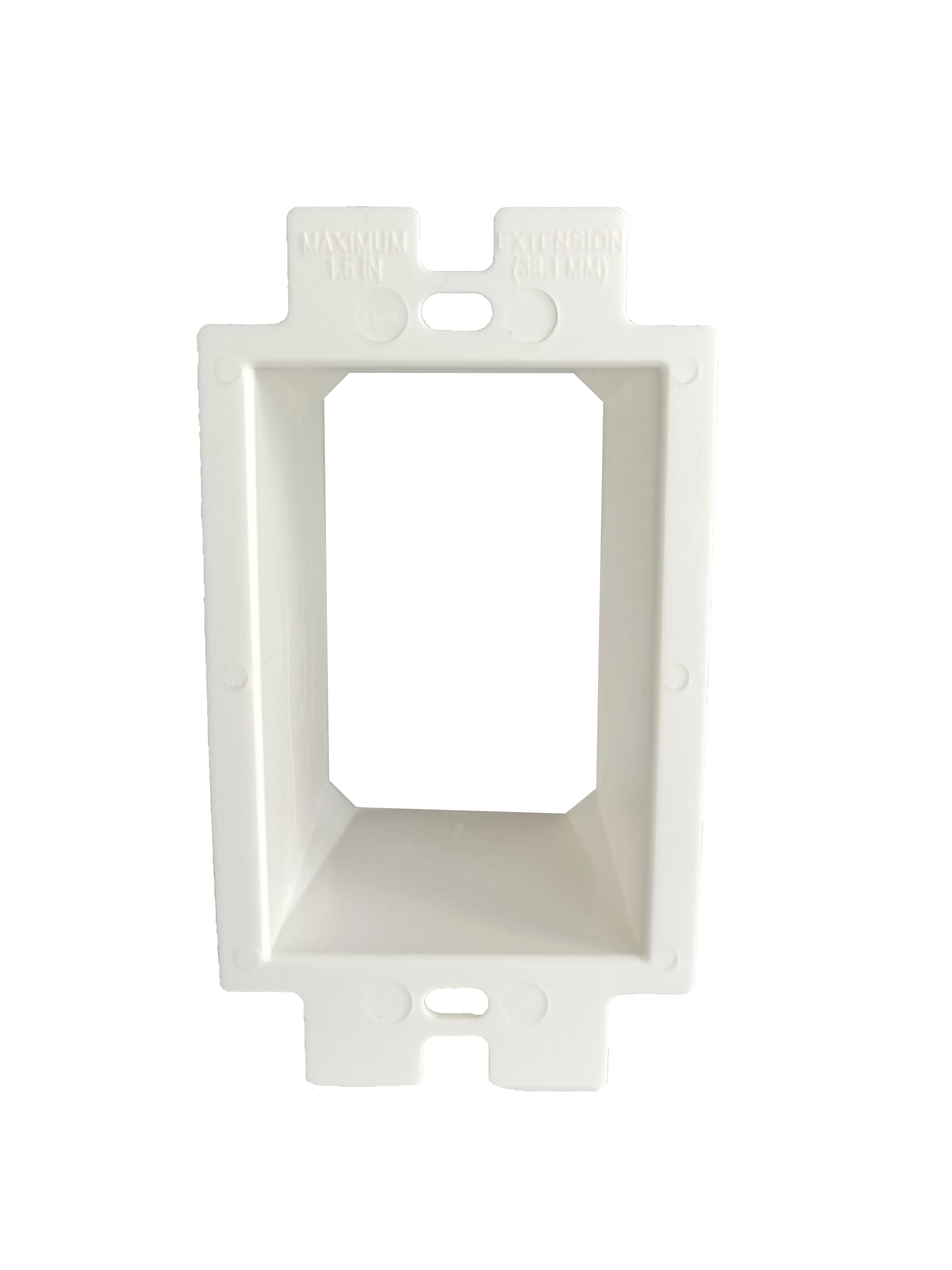 Non-metallic Single Gang Wall Box Extender - White Plastic