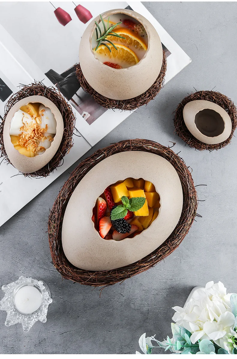 Creative Bird's Nest Eggshell Bowl - Ceramic Noodle Bowl