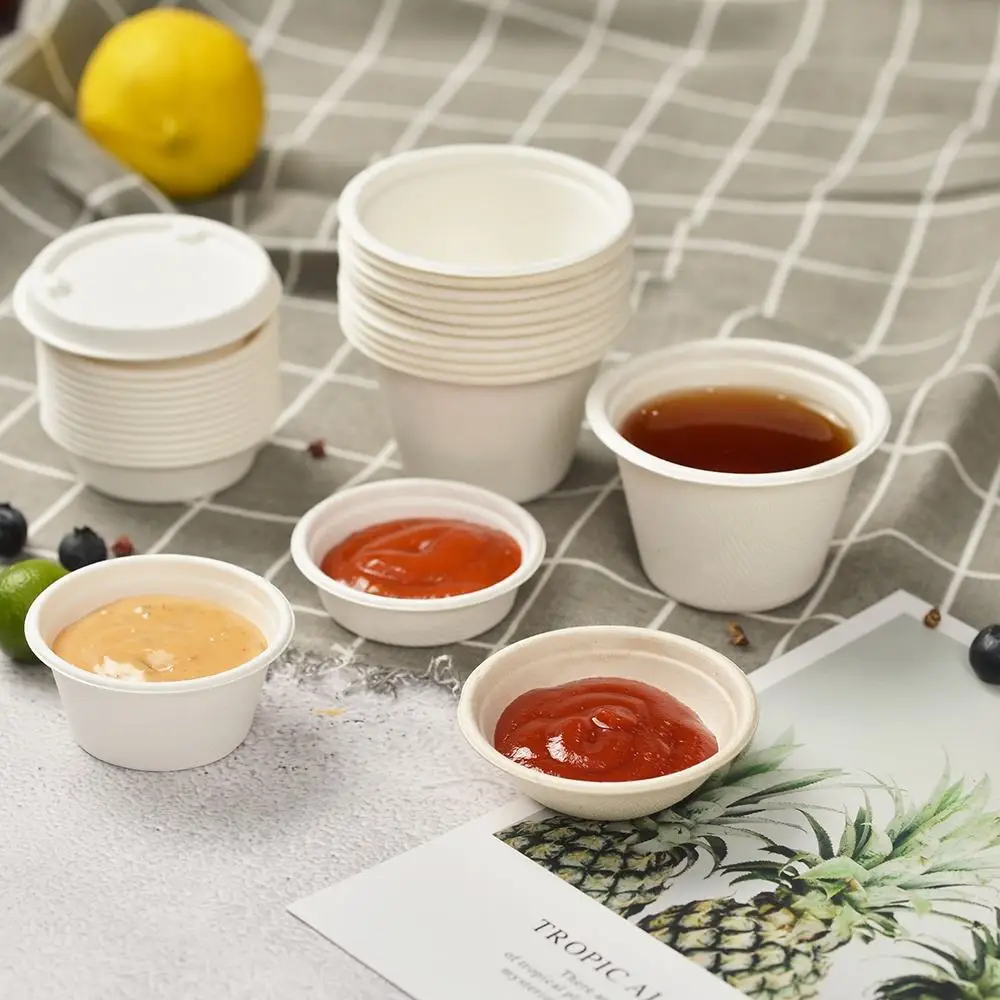 Disposable Biodegradable 2oz Small Sugarcane Bagasse Dipping Sauce Cup ...