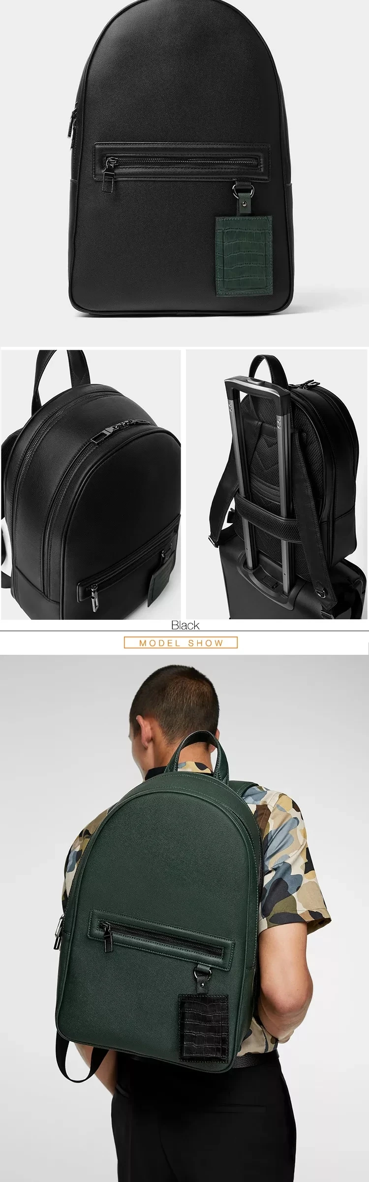 Custom Logo Luxury Vegan Smooth Waterproof Leather Business Back Pack ...