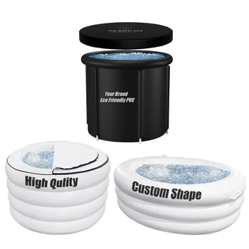 Long Cold Plunge Inflatable Portable Ice Barrel Bath Tub Bucket ...