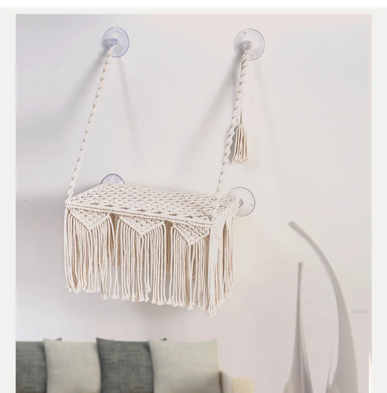 Macrame Boho Dog Cat Hammock Bed Basket Bohemian Handmade Pet Cradle ...