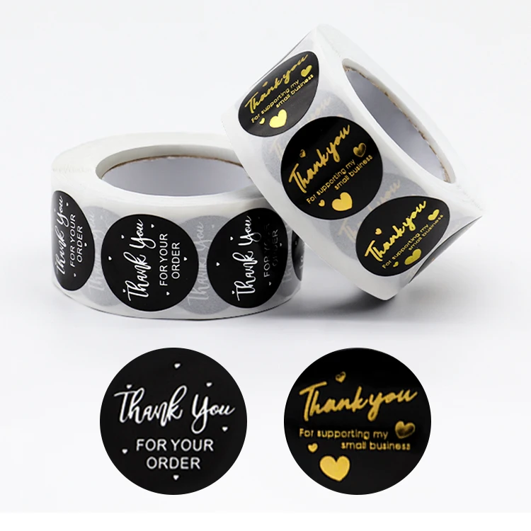 Hot Sale Custom Logo Printed Roll Adhesive Paper Gold Stamping Round ...