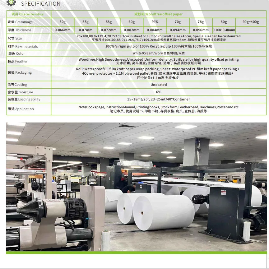 Sheets Ream Packing Woodfree Offset Printing Paper Uncoated Bond Paper ...