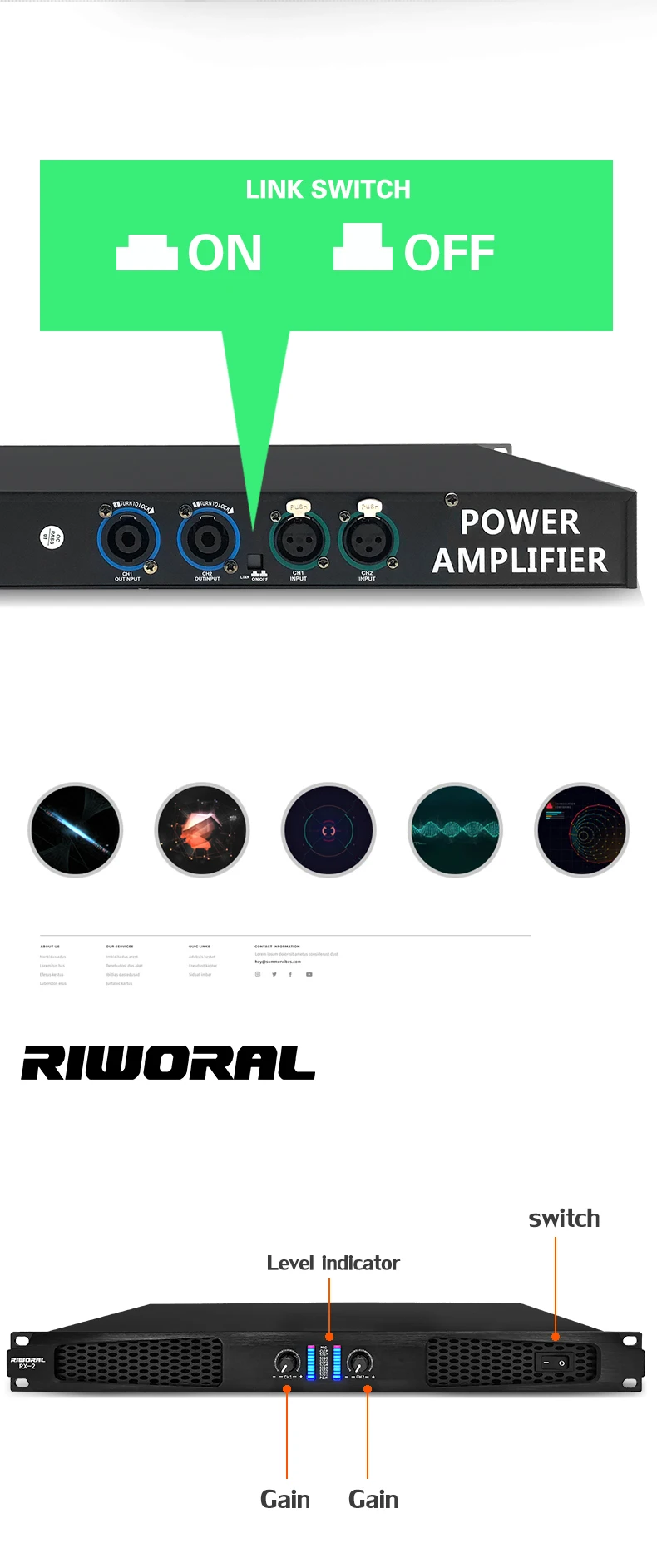 Riworal Digital Power Amplifier - 2 Channel Professional Audio