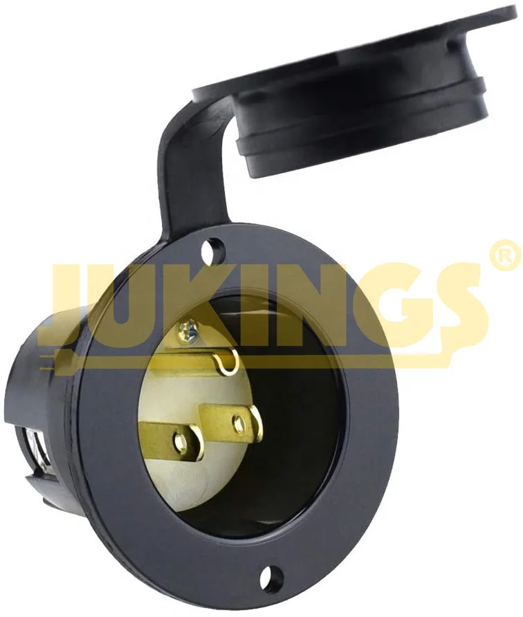15 Amp 120-125 Volt, NEMA 5-15 Flanged Inlet - Commercial Grade