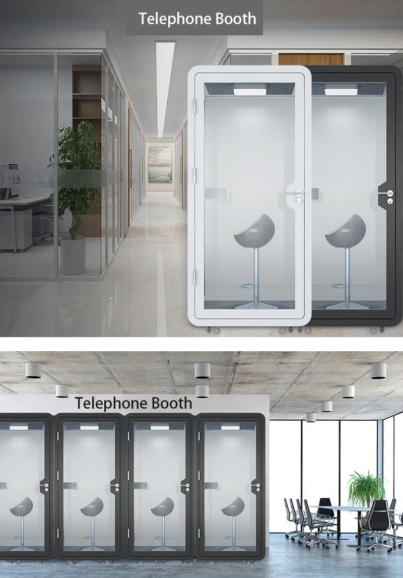 Modern Single Person Work Pod - Soundproof Office Phone Booth with ...