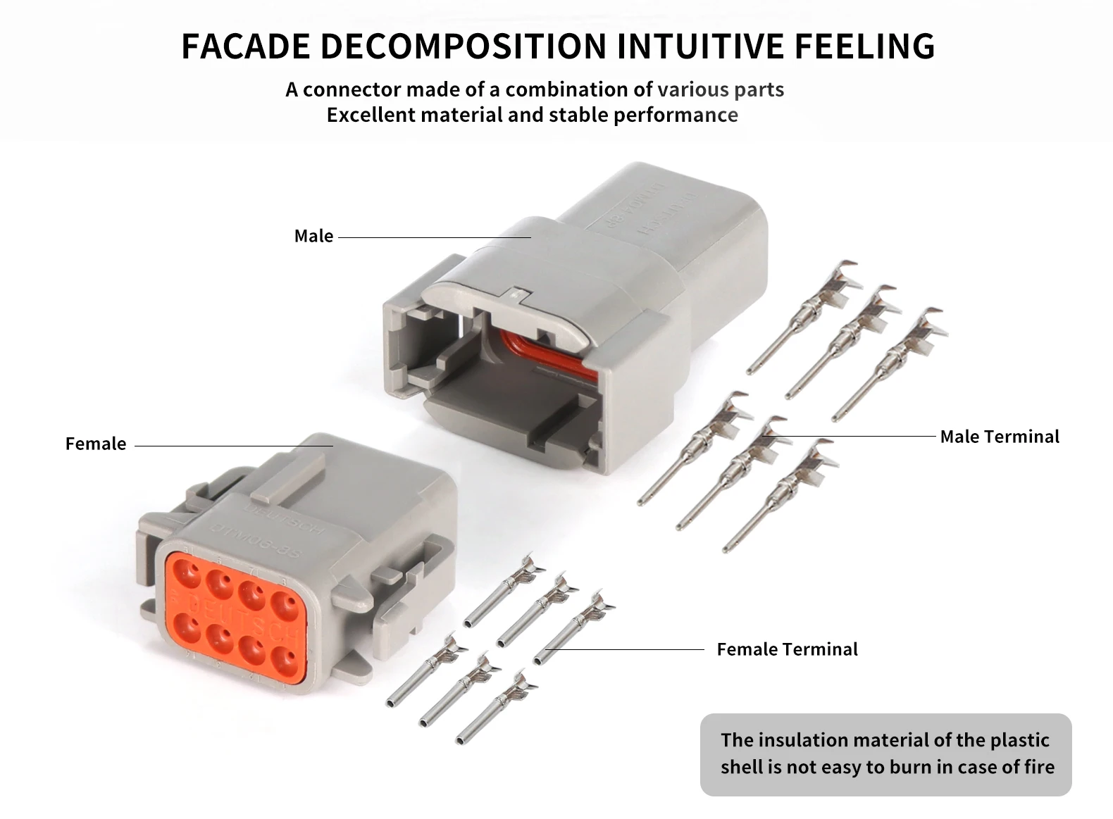DTM04 Deutsch Male Female Auto Connector 2/3/4/6/8/12pins Male and ...