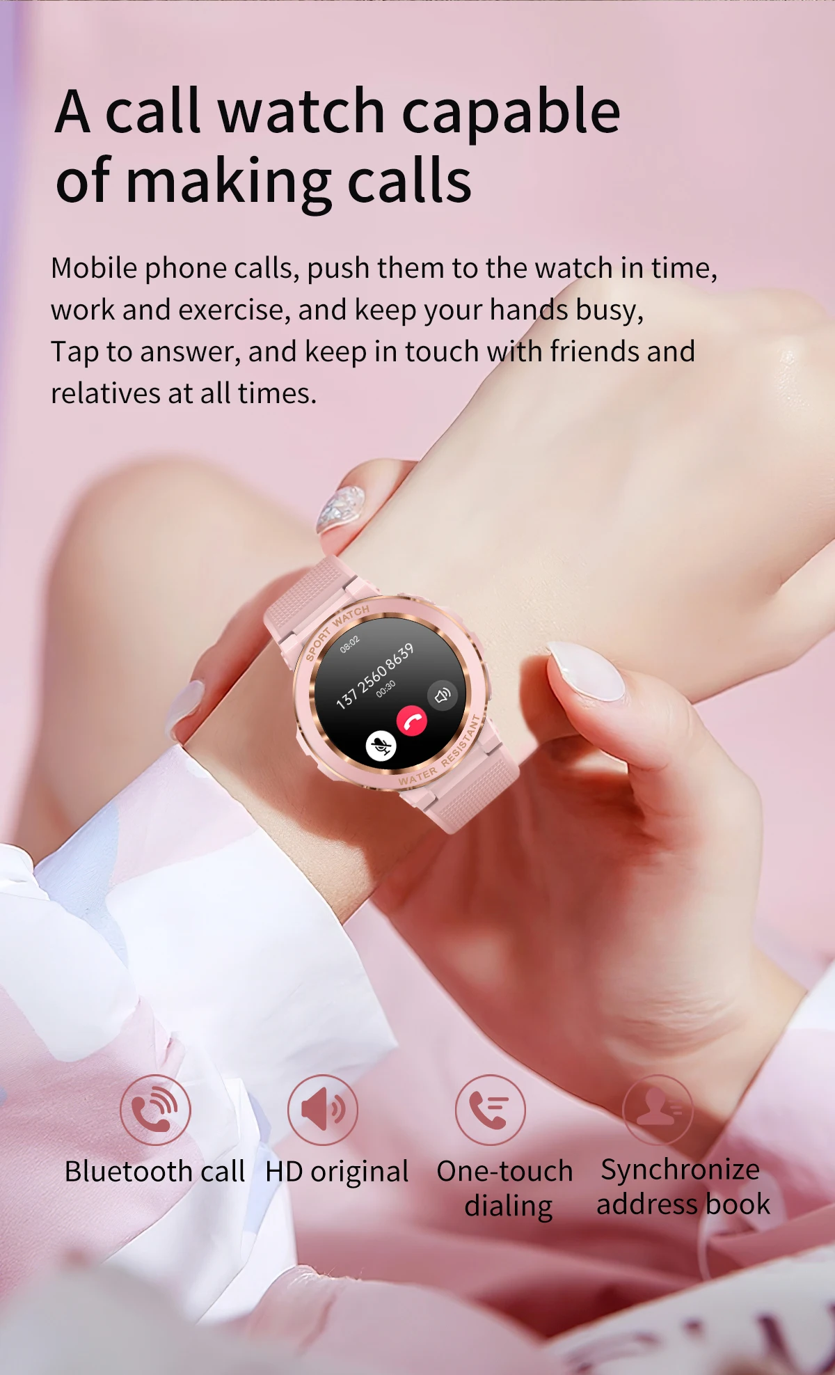 Mk60 Rugged Style Smart Watch For Women Ladies 2023 Full Screen Touch With Blood Pressure ...