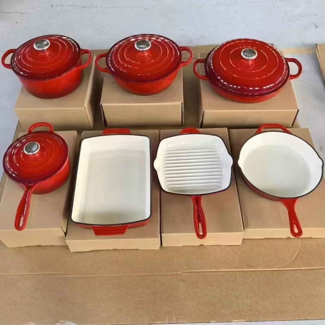 Factory Direct Cast Iron Enamel Cookware Set 7PCS Multiple Sizes ...