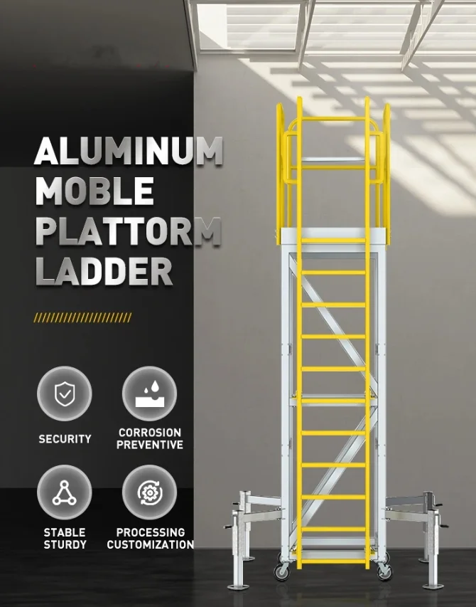 Aluminium Movable Platform Ladder - Durable & Versatile