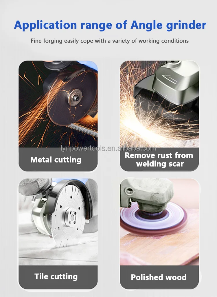 Km Portable Yellow Cordless Angle Grinder 4.1/2inch 100mm Hand Grinder ...