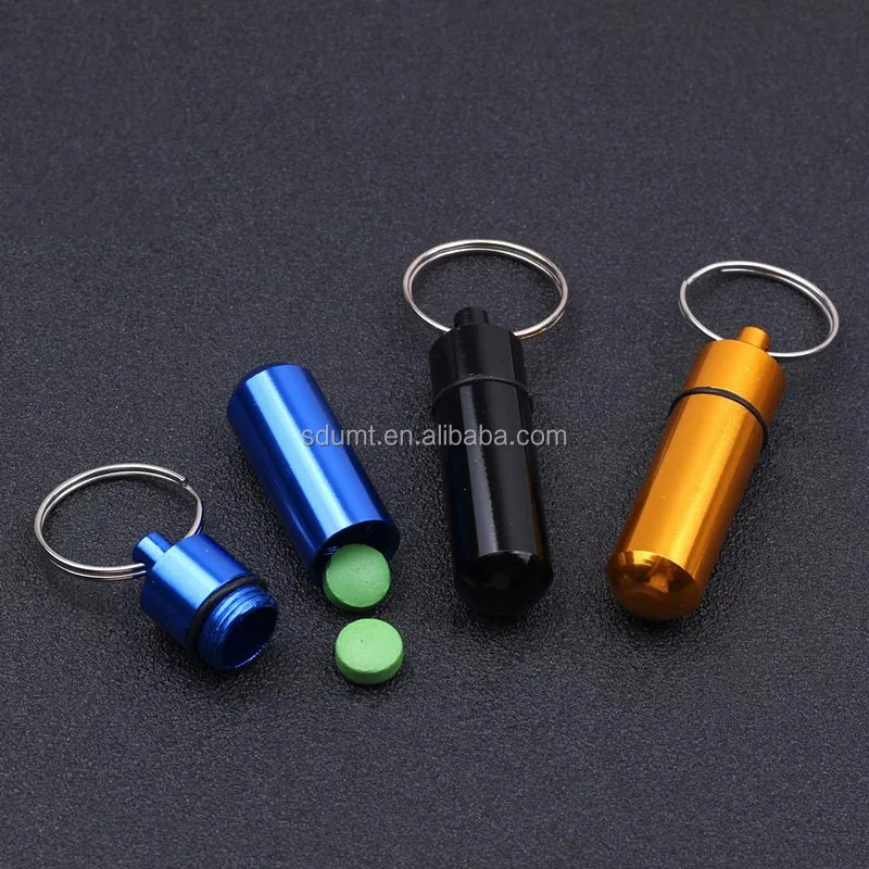 17MM*48MM Aluminum Alloy Medicine Bottle Keychain Case Container ...