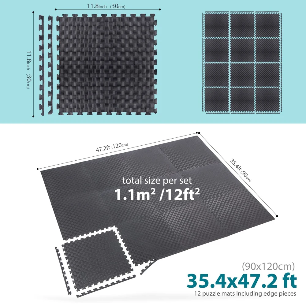 Home Gym Heavy Workout Equipment Waterproof Flooring 1/2" Thick Puzzle ...