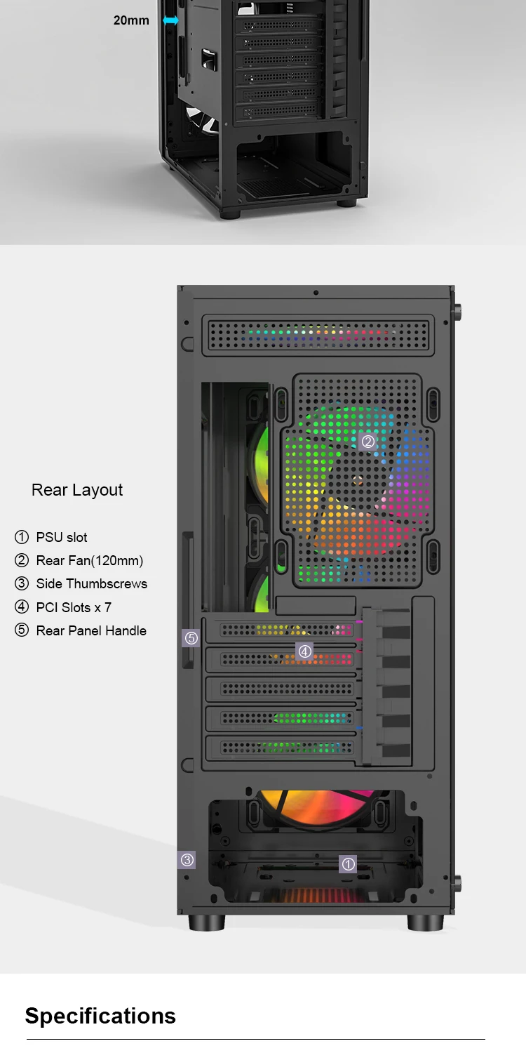 305-3 Glass Gaming Case - Stylish & Functional Desktop