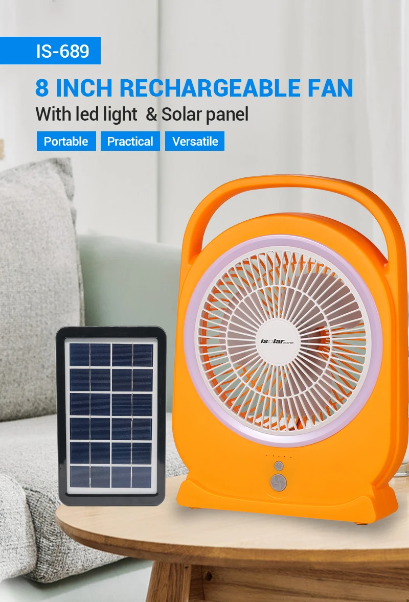 8 Inch LED Table Fan - Low Noise, AC DC Supply for Bedrooms