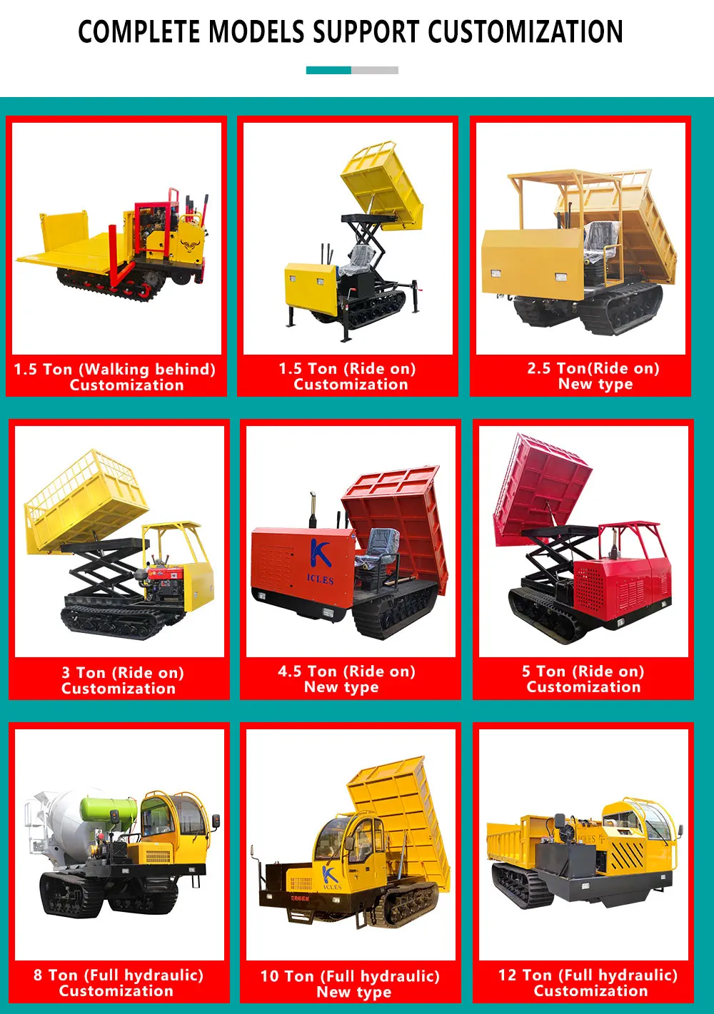 Woodland Mining Diesel Yuchai Engine 4x4 Crawler Dumper