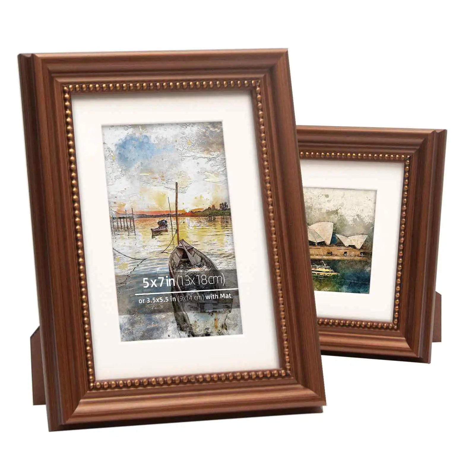 5x7 2pcs Frame Display Gold Ornate Beaded Inner Wall Mounted Tabletop ...