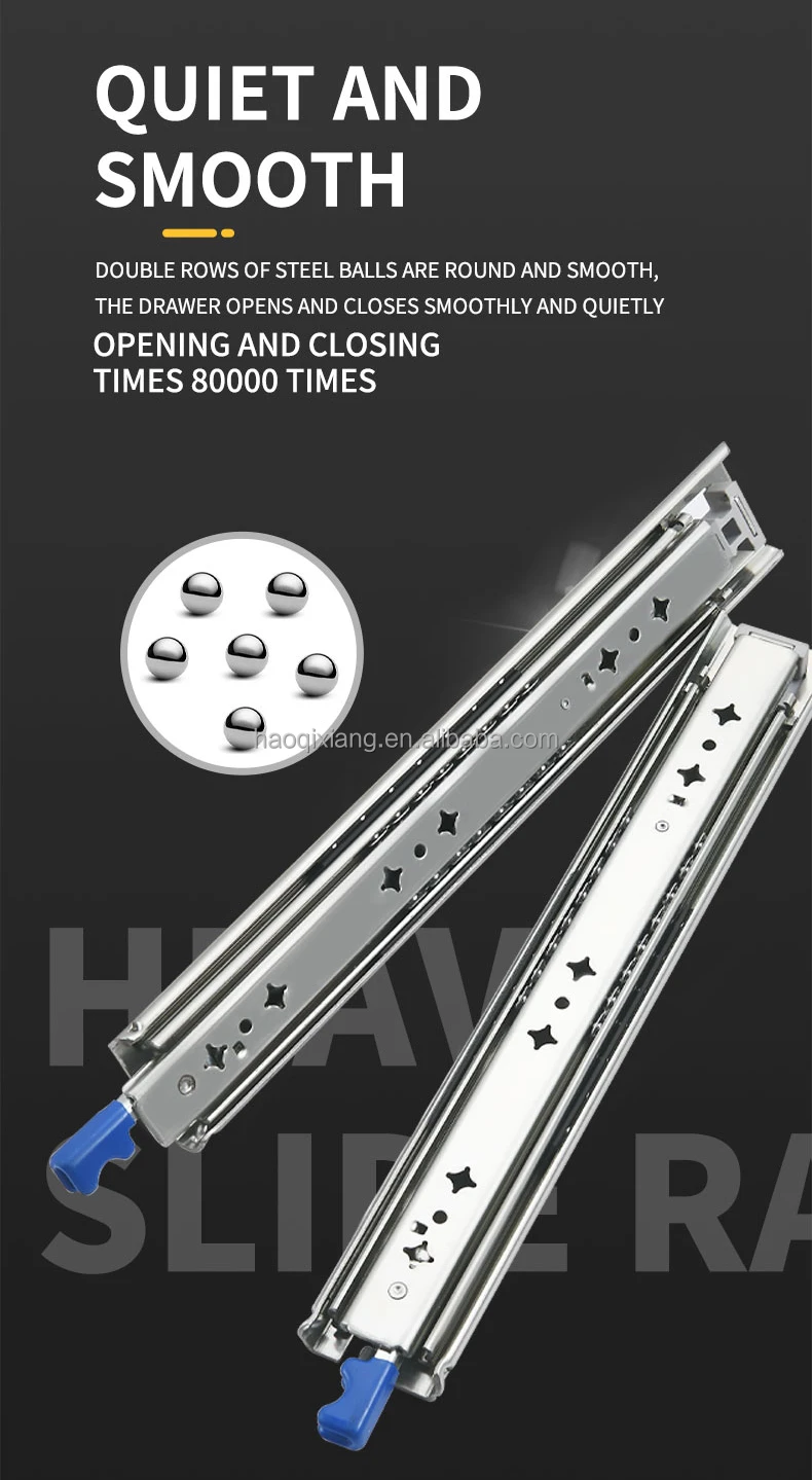 Yabely 53mm 120kg Loading Full Extension Drawer Slides Heavy Duty ...