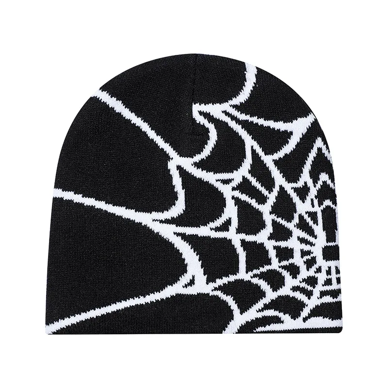 Fashion Design Custom Skully Beanie Unfolded Spider Web Pattern Y2k ...
