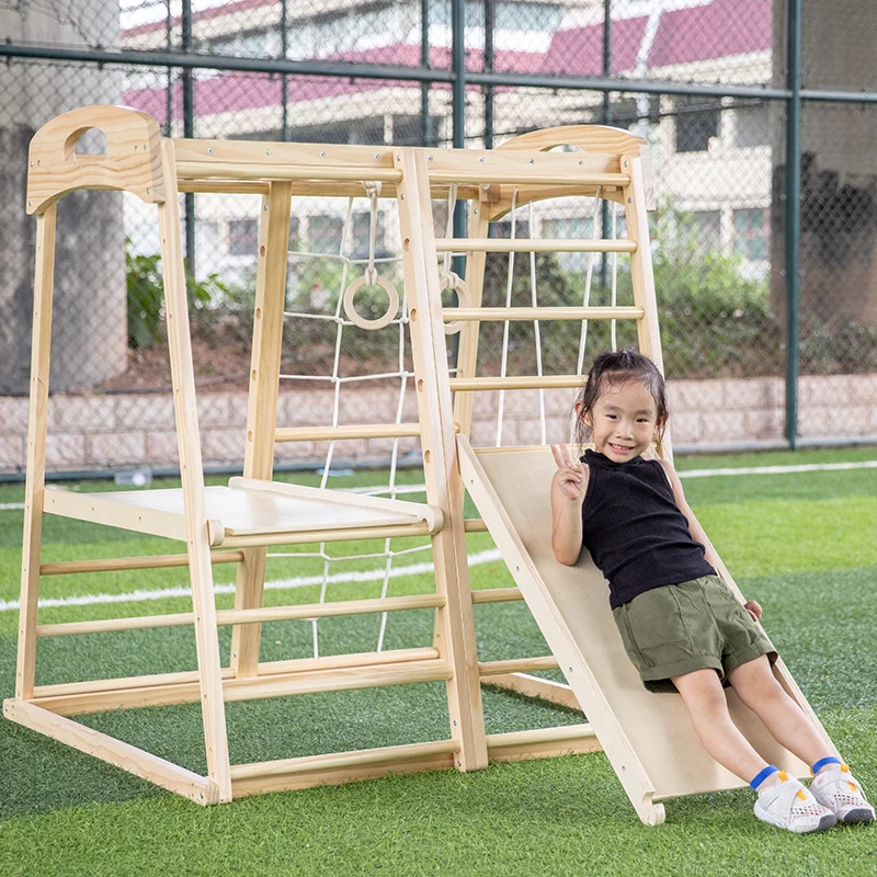 Hoye Triangle Wooden Climbing Frame Children's Swing Gym Indoor Wooden ...