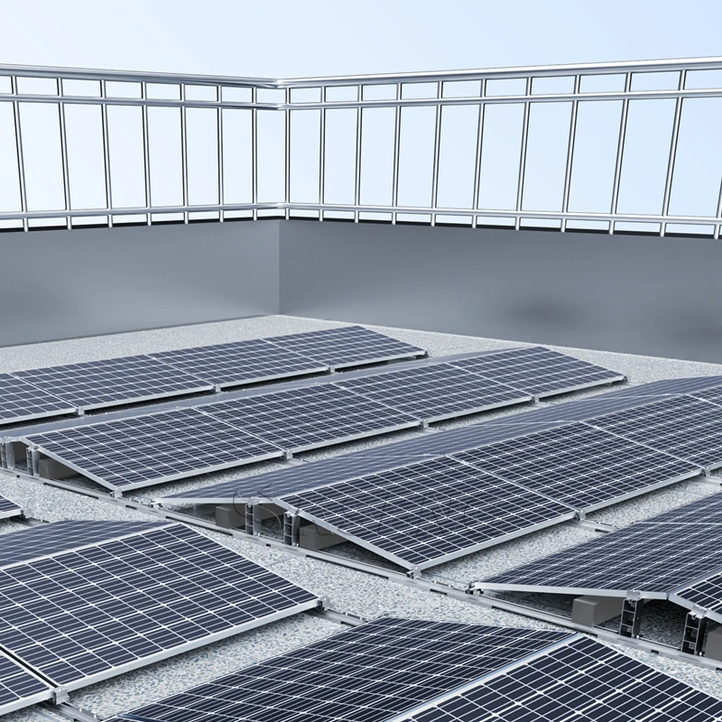 Solar Ballast Racking Flat Roof Solar System East To West Solar Panel ...
