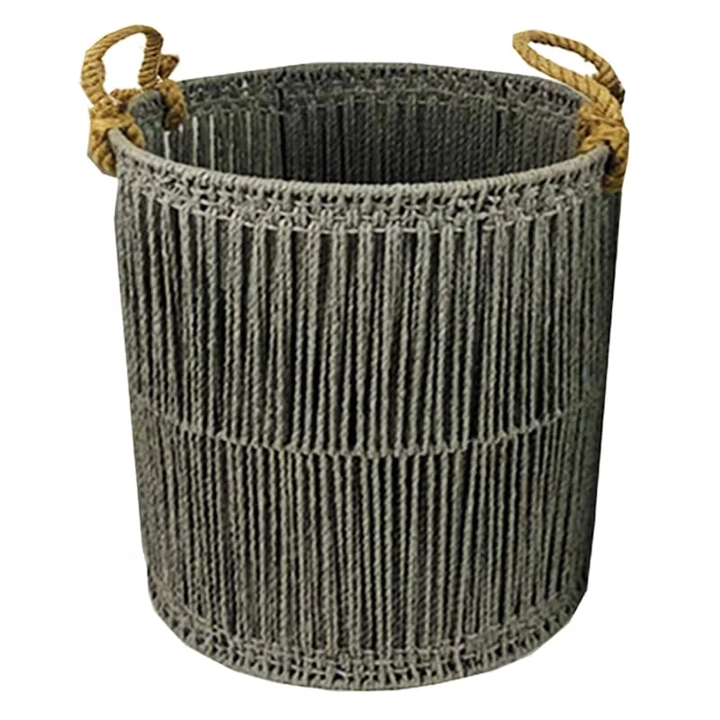 Paper Rope Round Hand Woven Basket With String - Buy Laundry Basket ...