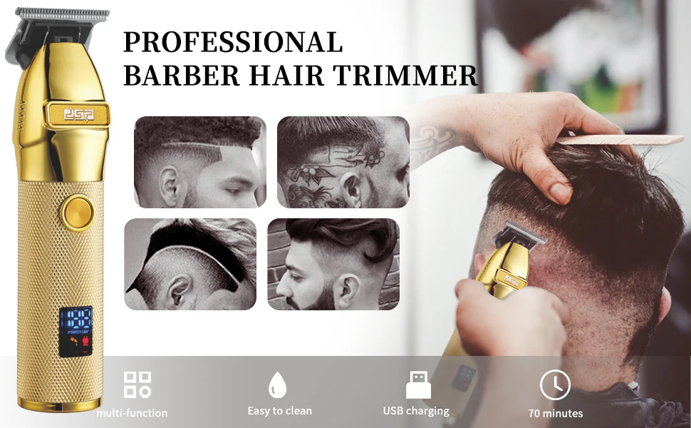 Dsp Professional Barber Hair Clippers Usb Rechargeable Wireless Led ...