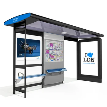 Outdoor Prefabricated School Bus Stop Carport Shelter Smart Bus Station ...
