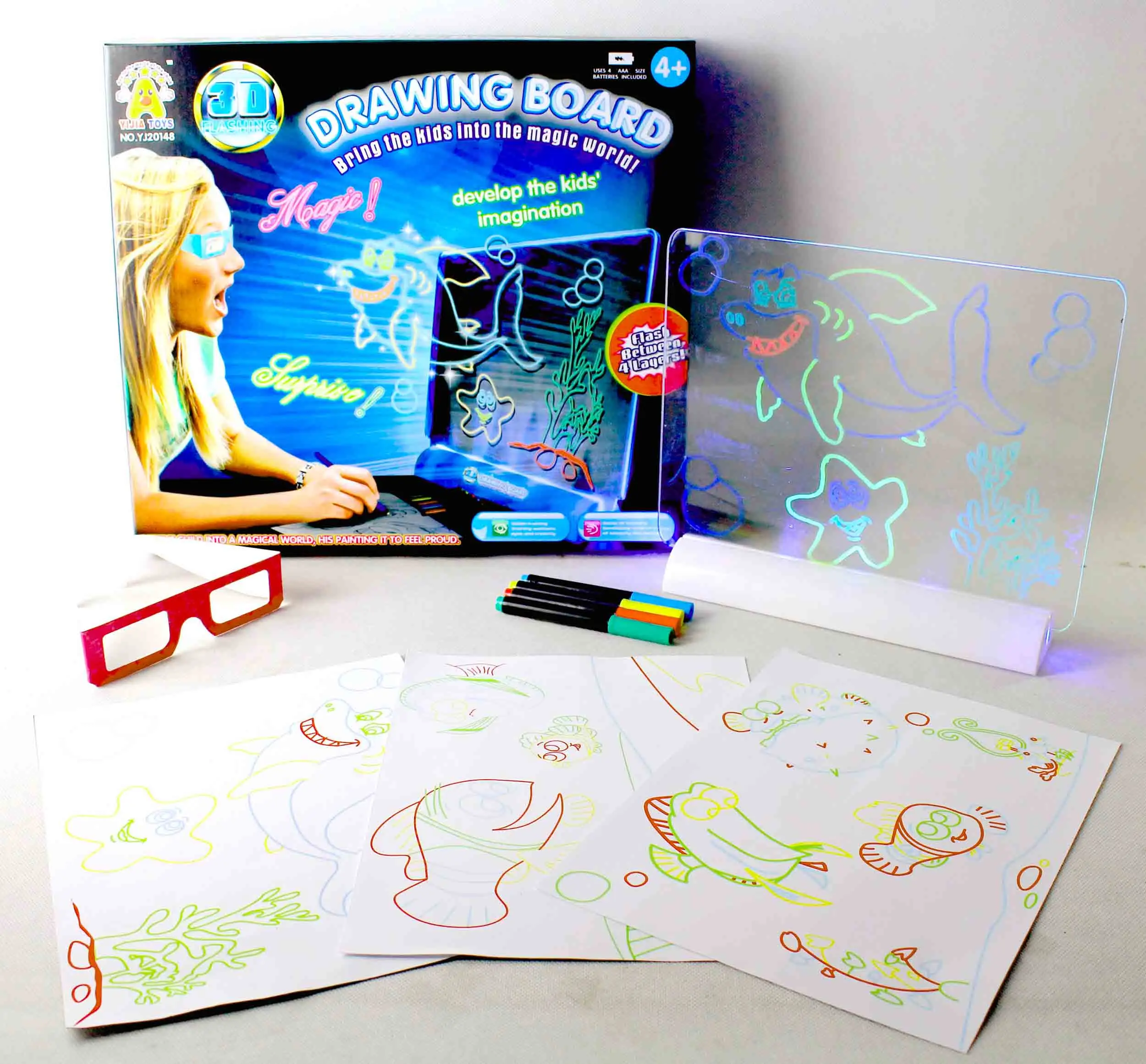 3d Led Drawing Toy For Kids Writing Board With Light Drawing Board Toy ...