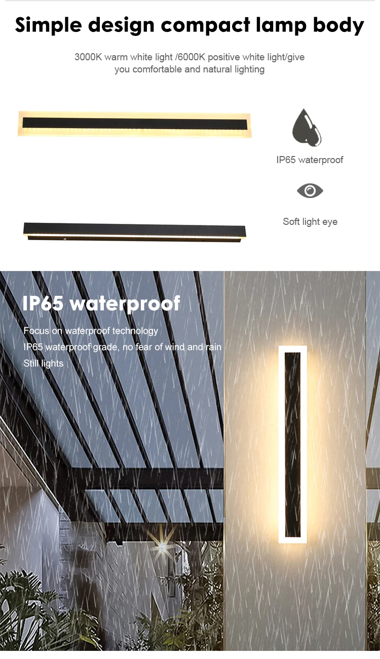 Modern Outdoor Ip65 Waterproof Outdoor Lamp Long Strip Led Wall Lamp ...