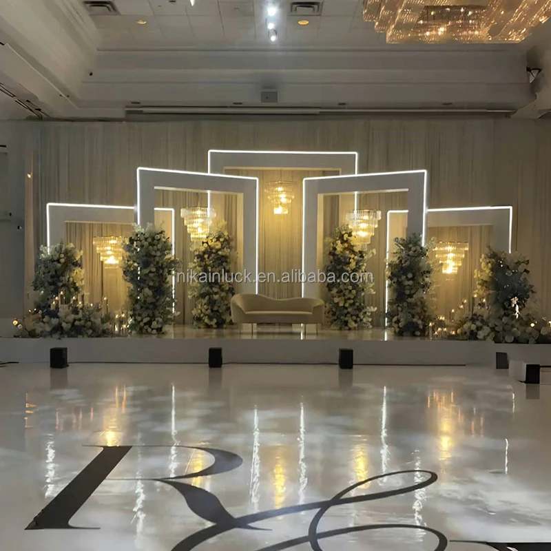 NIKA Modern White LED Light Strip Wedding Arch Backdrop Stand for Event ...