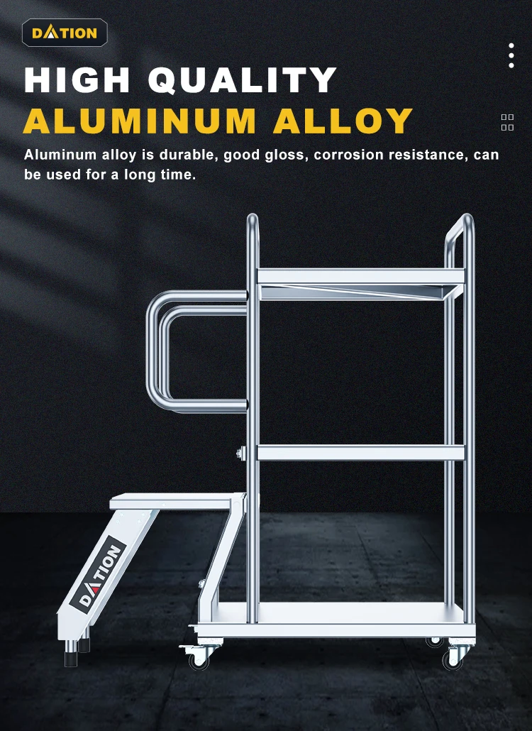 Portable Wide Platform Ladder With Wheel Supermarket Ladder Aluminum ...