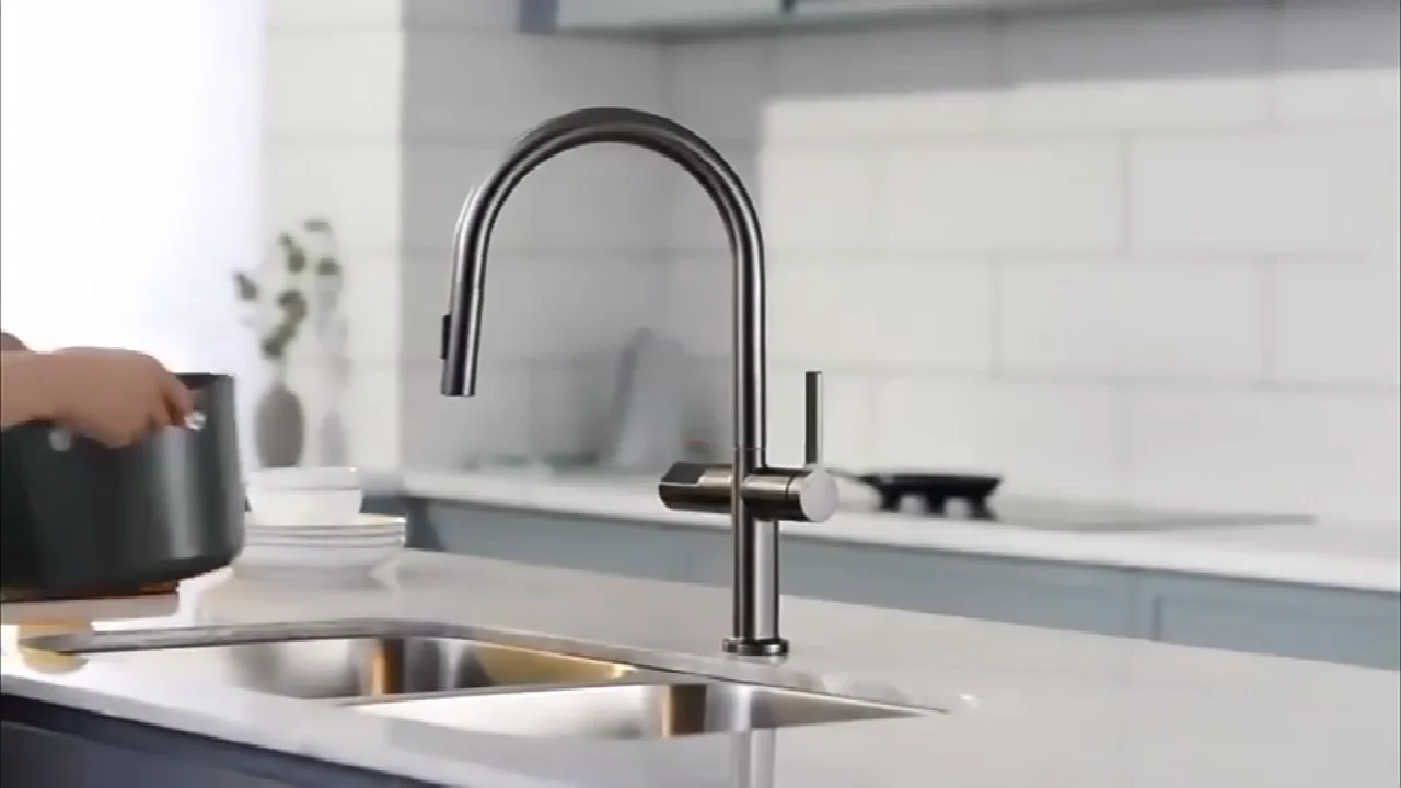 Modern Motion Sensor Infrared Water Pull Out Brass Kitchen Faucet Mixer ...