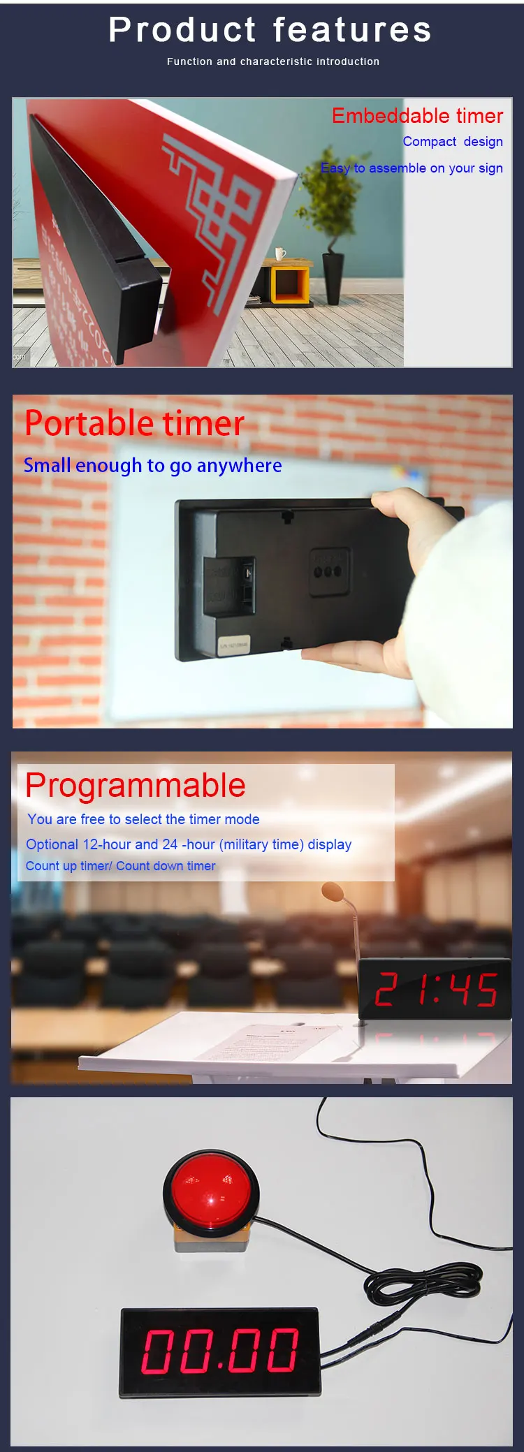 CHEETIE CP12 Custom 4 Digit Mini Size Digital Clock Insert